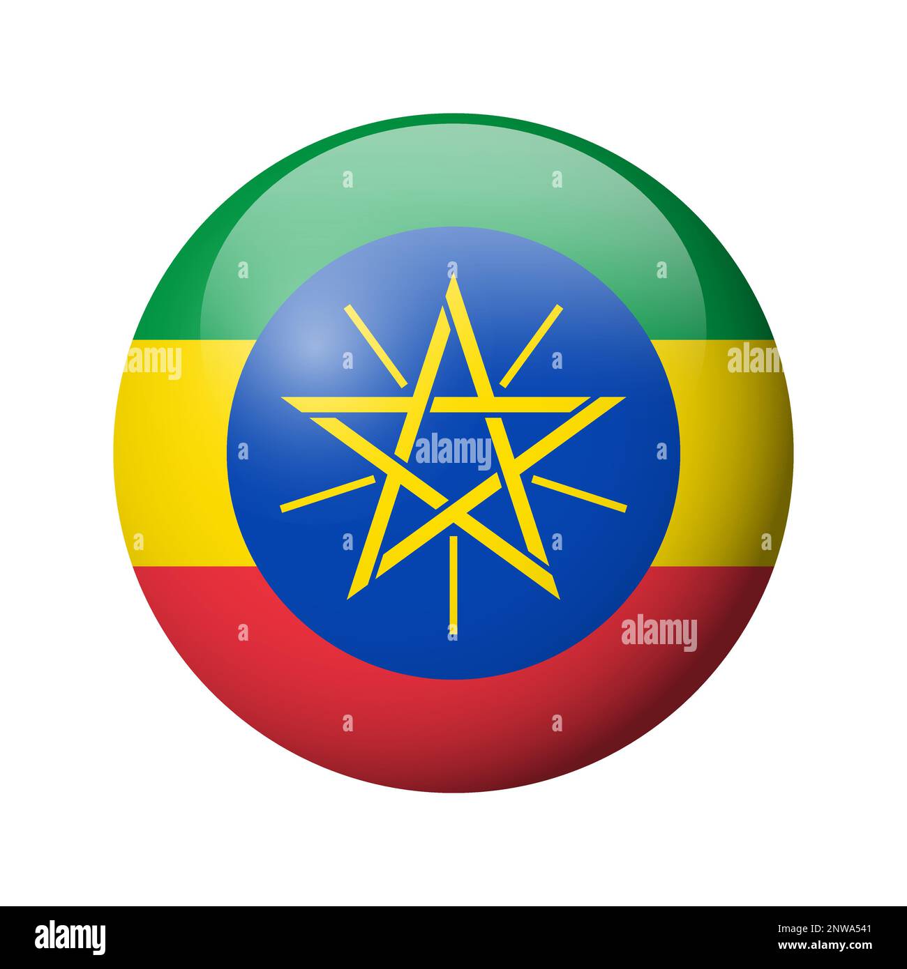 Ethiopia flag - glossy circle badge. Vector icon Stock Vector Image ...