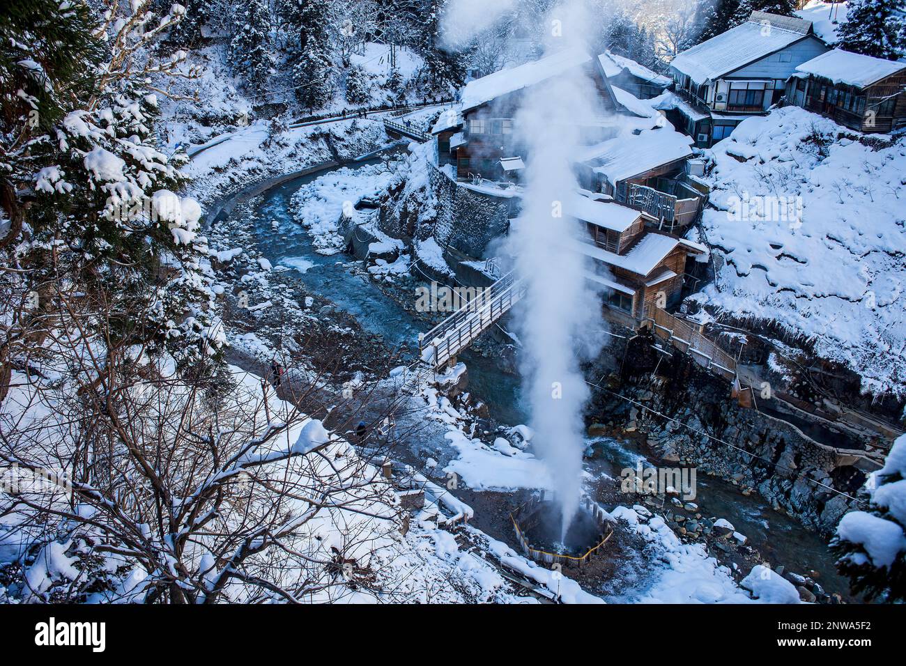 Hot spring resort, located in Jigokudani Monkey Park, Nagono prefecture ...