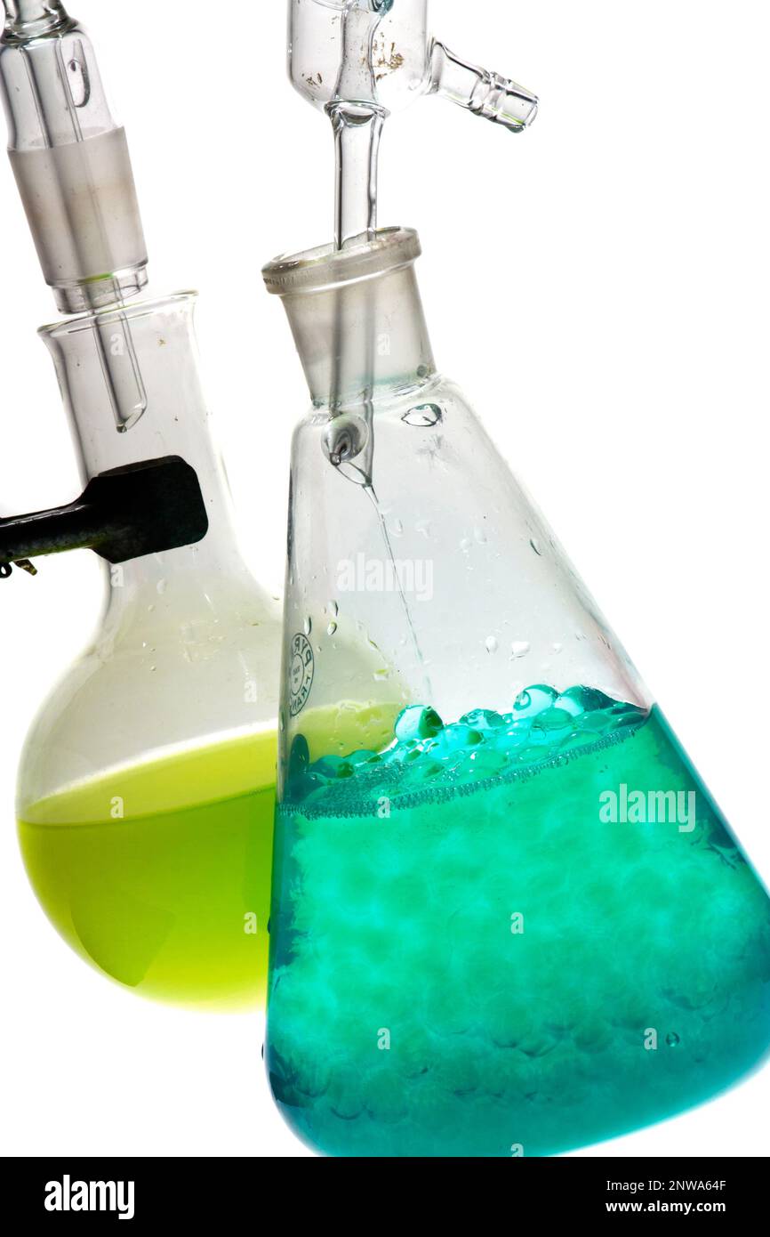 Flasks with chemicals Laboratory Equipment Stock Photo - Alamy