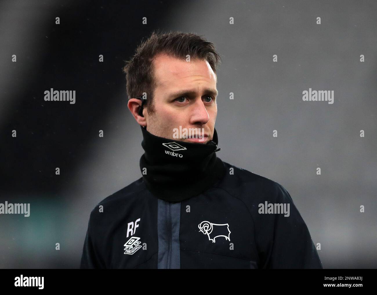 Derby County firas team physiotherapist Reiss Fitts ahead of the Sky ...