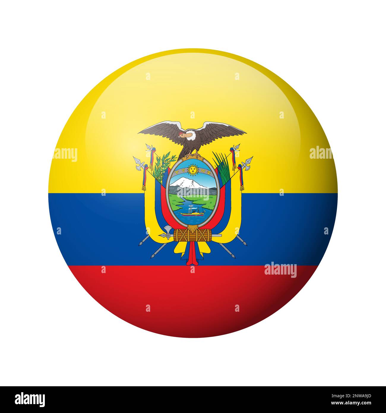 Ecuador flag - glossy circle badge. Vector icon Stock Vector Image ...