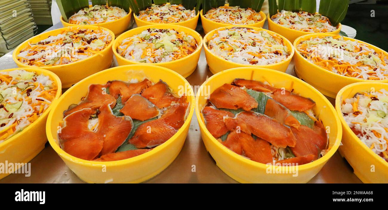 A photo shows Red Salmon Izushi in Otaru City, Hokkaido Prefecture on ...
