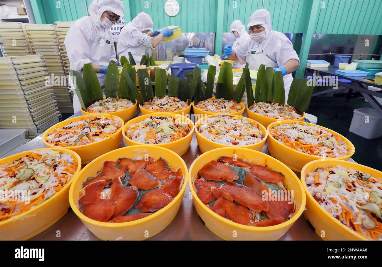 A photo shows Red Salmon Izushi in Otaru City, Hokkaido Prefecture on ...