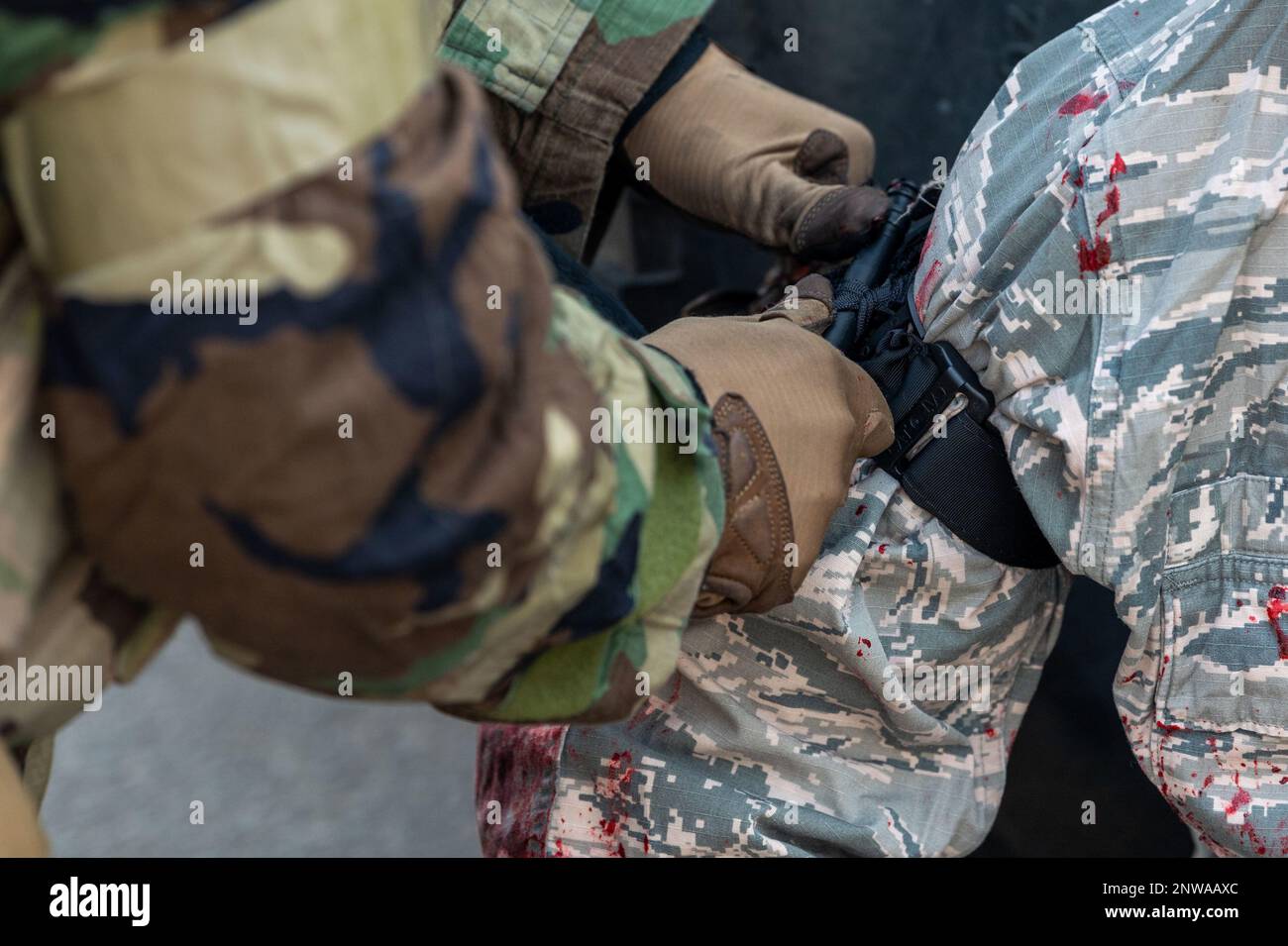 An U.S. Air Force Defender, 51st Security Forces Squadron, conducts ...