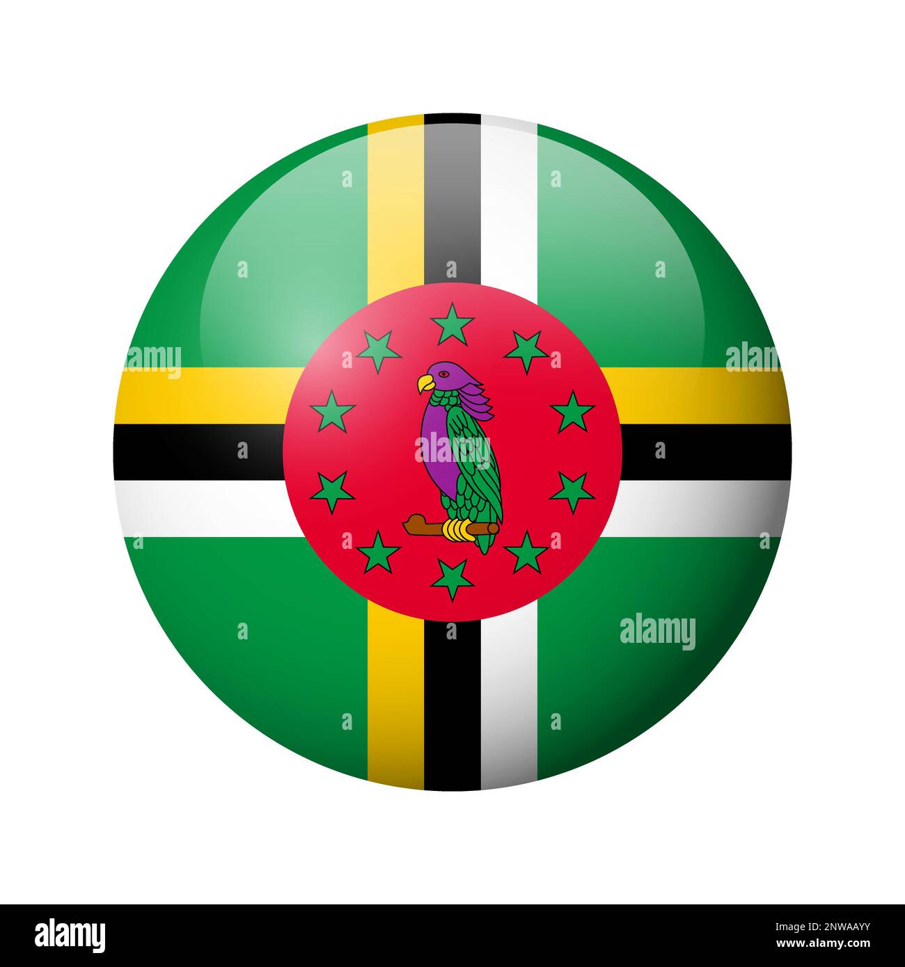 Dominica circle flag hi-res stock photography and images - Alamy