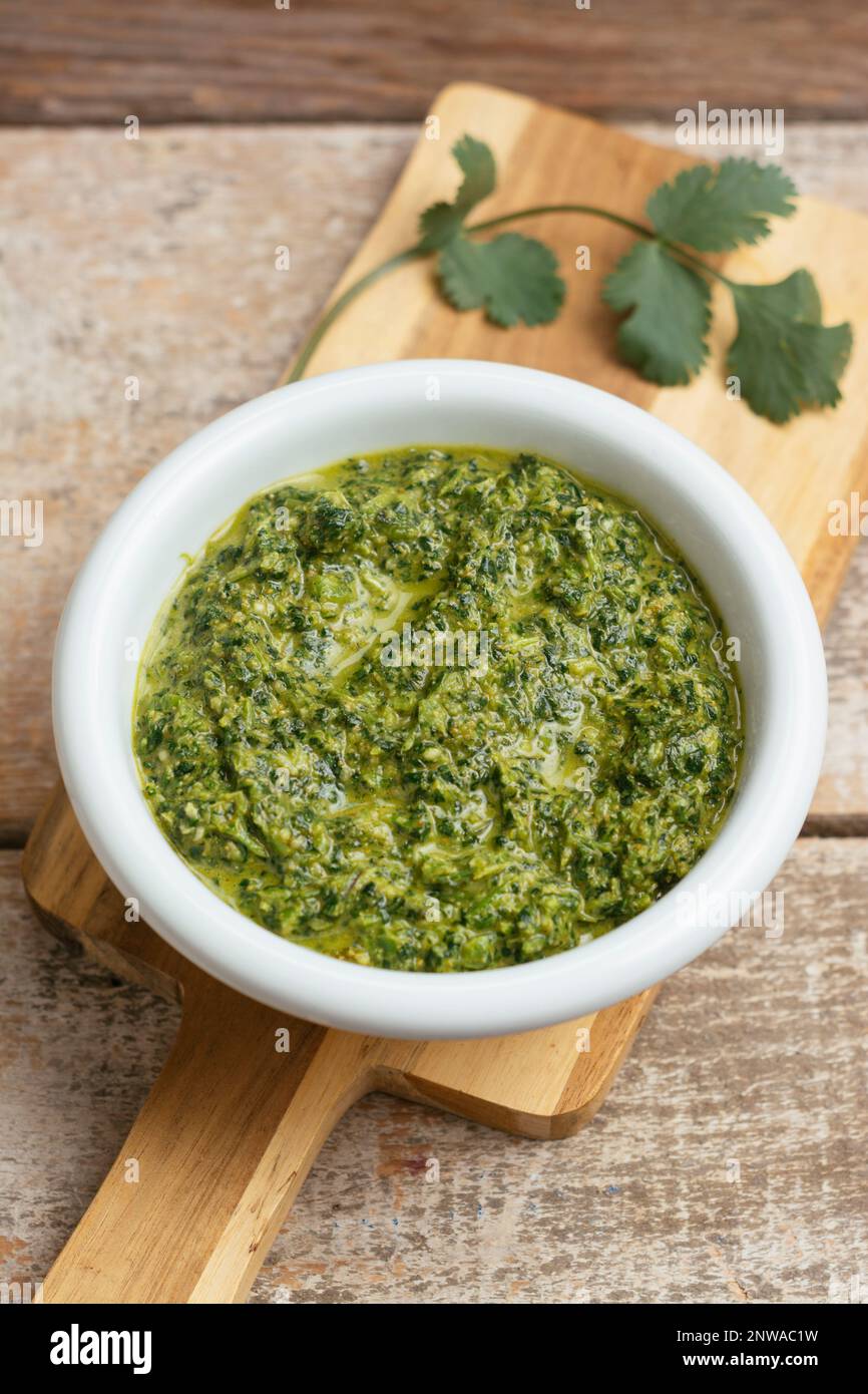 Spicy cilantro pesto Stock Photo - Alamy
