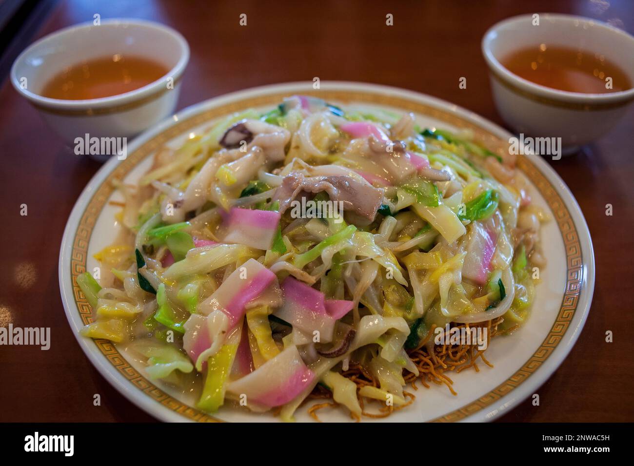 Campon and tea, in Shikairou restaurant,Champon is originated from this ...