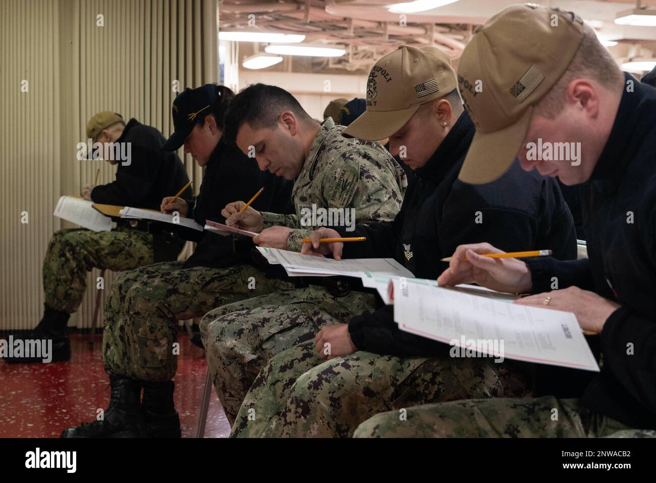 230119-N-EU502-1016 SAN DIEGO (Jan. 19, 2023) – Sailors aboard amphibious assault carrier USS ...