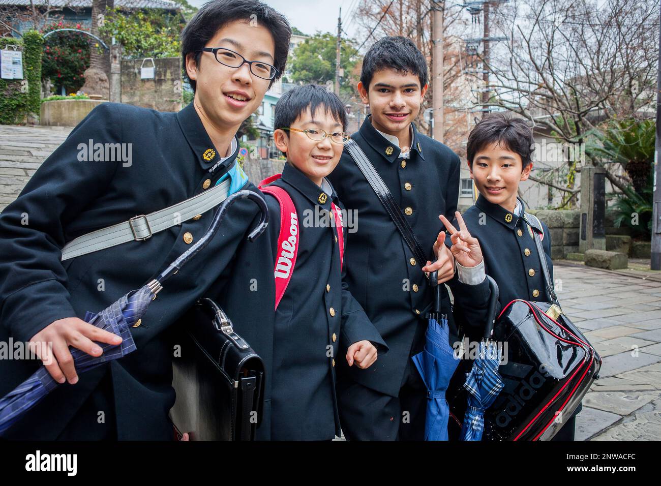 Students, in Hollander Slope, Nagasaki, Japan Stock Photo - Alamy