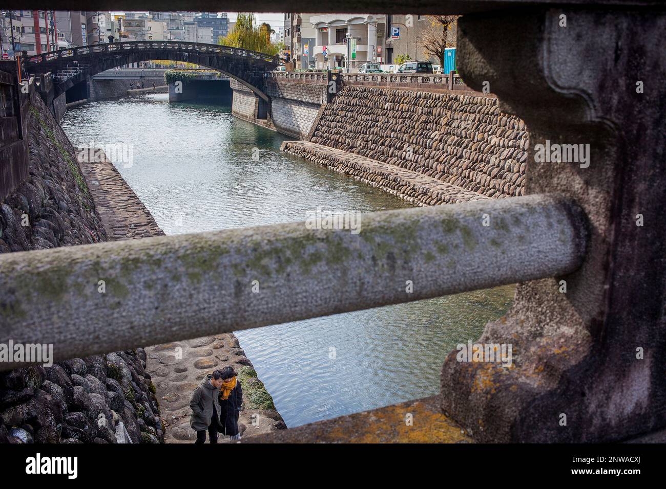Ichiran Bridge, close Spectacles bridge, Nagasaki, Japan Stock Photo ...