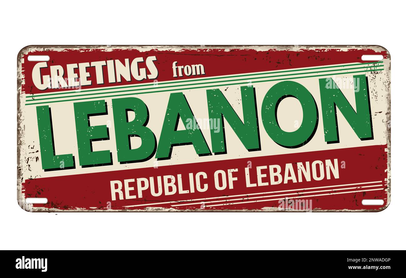 Greetings from Lebanon vintage rusty metal sign on a white background ...