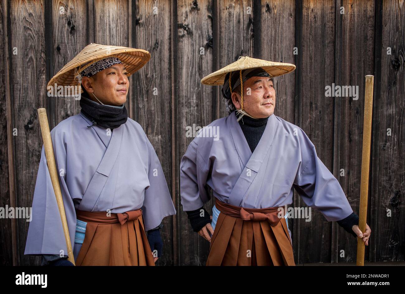 Museum guides in the uniform of a former guardian,Dejima museum ...