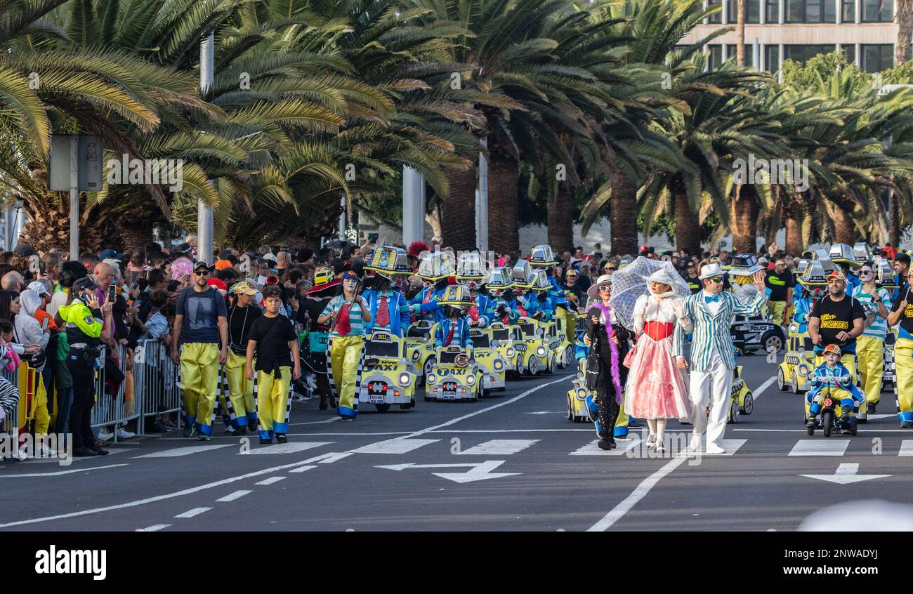 SANTA CRUZ DE TENERIFE, SPAIN - FEBRUARY 21, 2023: Coso parade - along ...