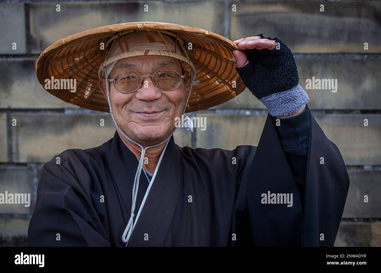 Museum guide in the uniform of a former guardian,Dejima museum,Nagasaki ...