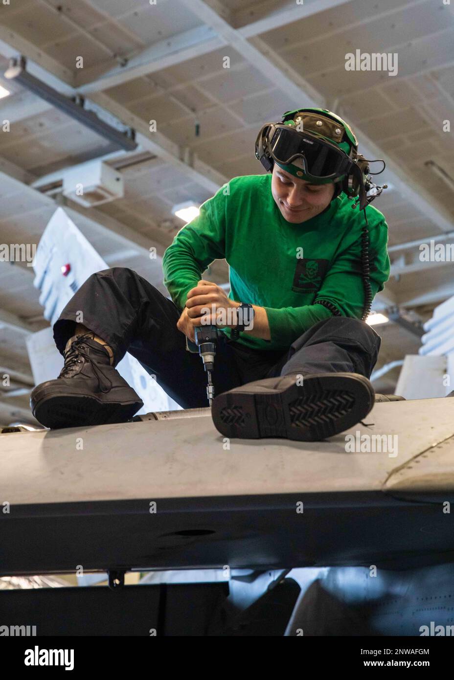 230220-N-IX644-1031 MEDITERRANEAN SEA (Feb. 20, 2023) Aviation Electronics Technician Airman ...