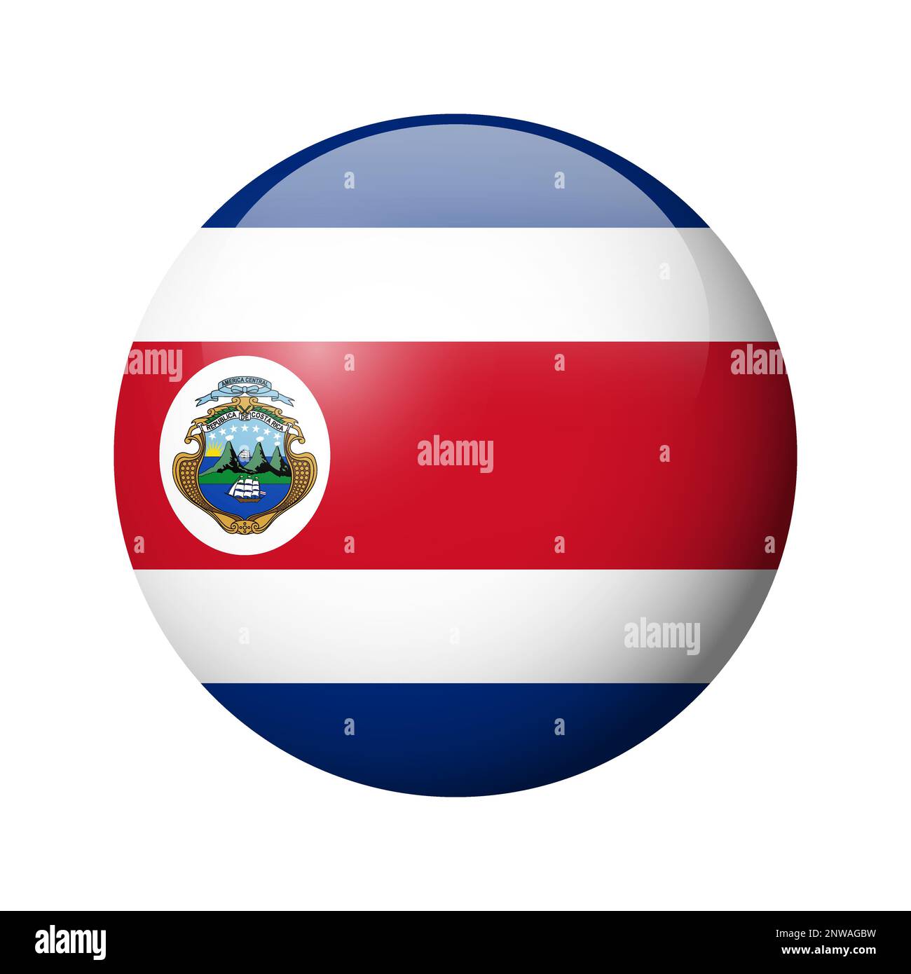 Costa Rica flag - glossy circle badge. Vector icon Stock Vector Image ...