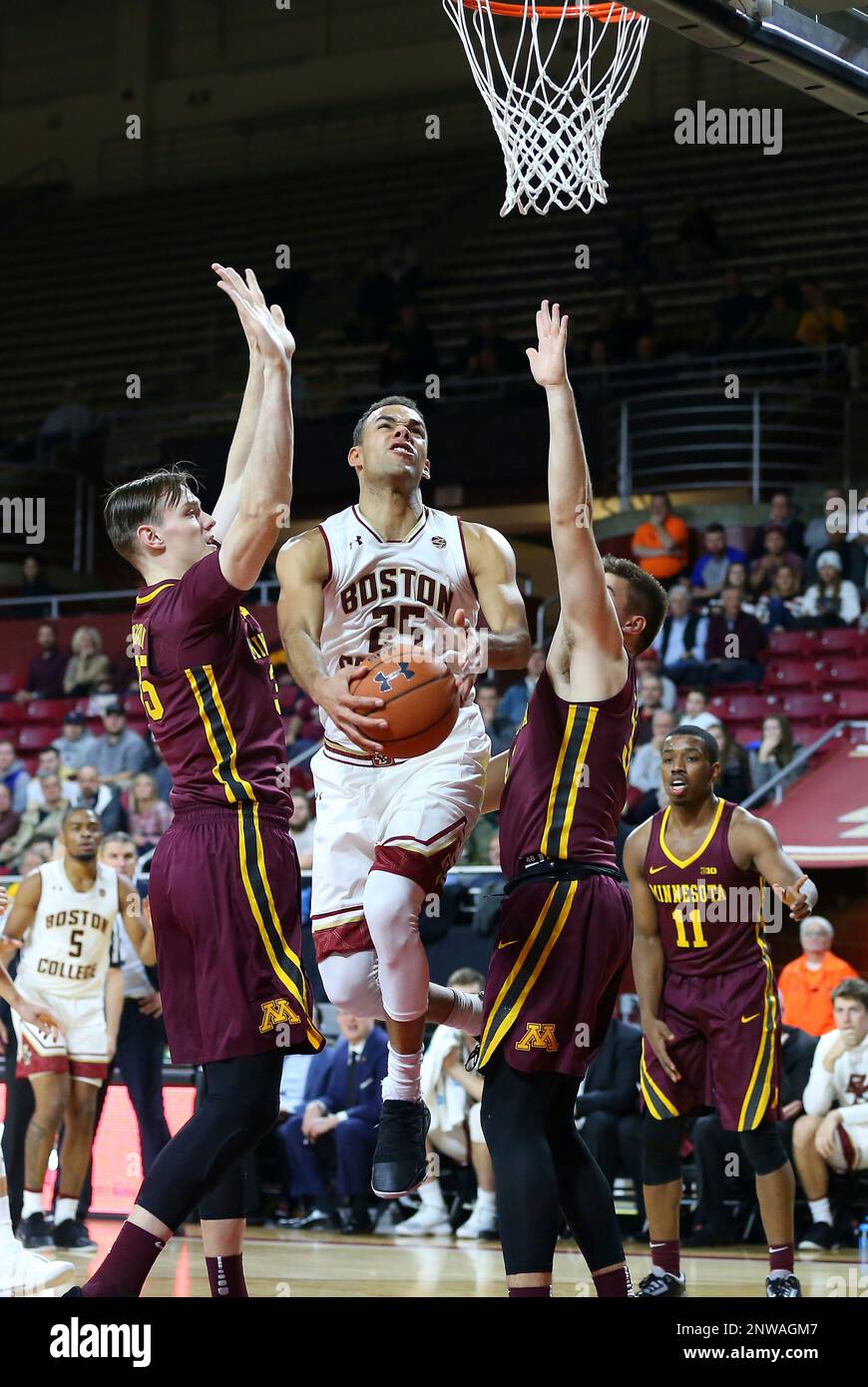 November 26, 2018; Chestnut Hill, MA, USA; Boston College Eagles guard ...