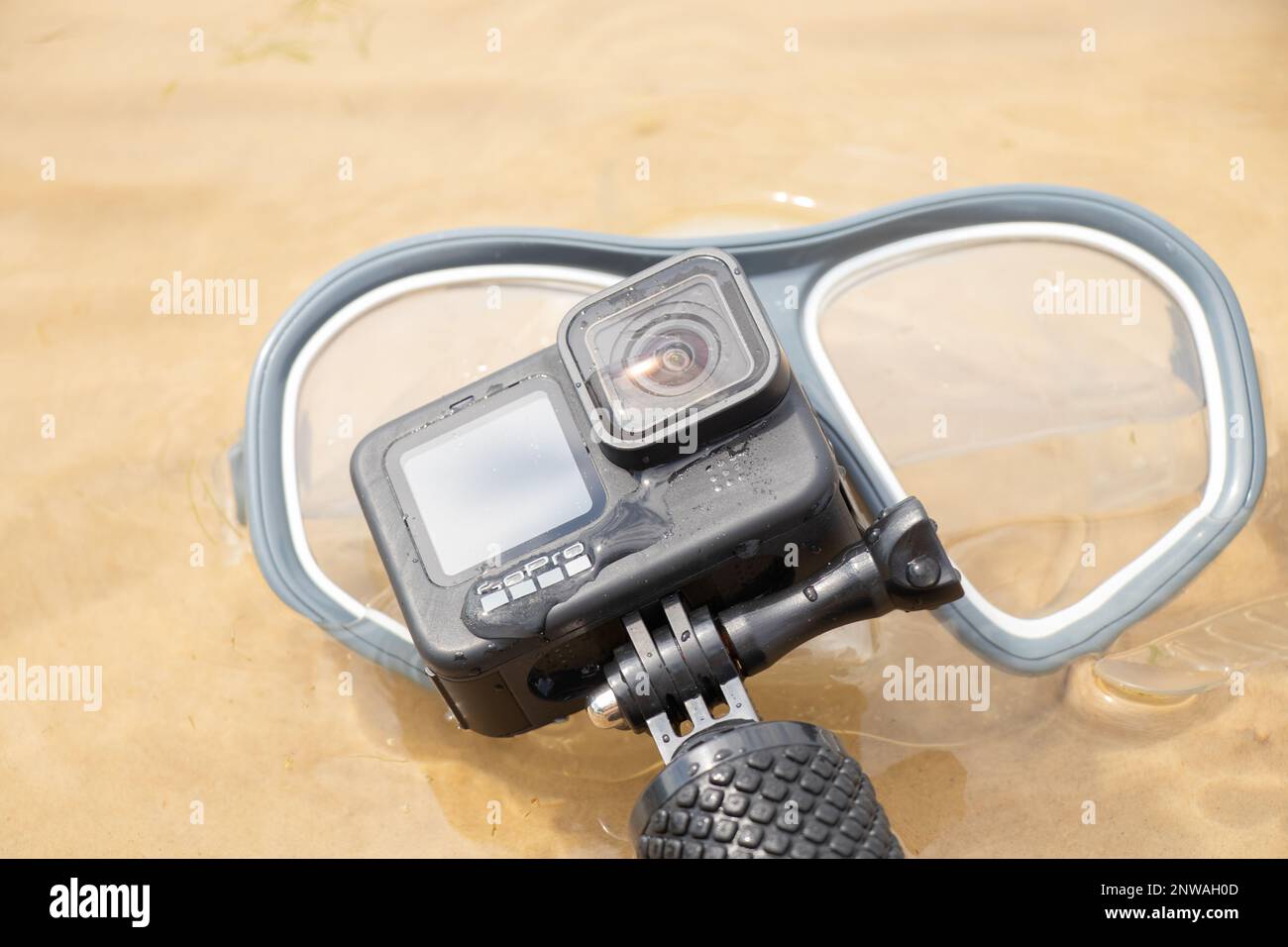 Ukraine Dnipro 05.08.2021 - Camera and mask GoPro HERO 9 for diving on ...