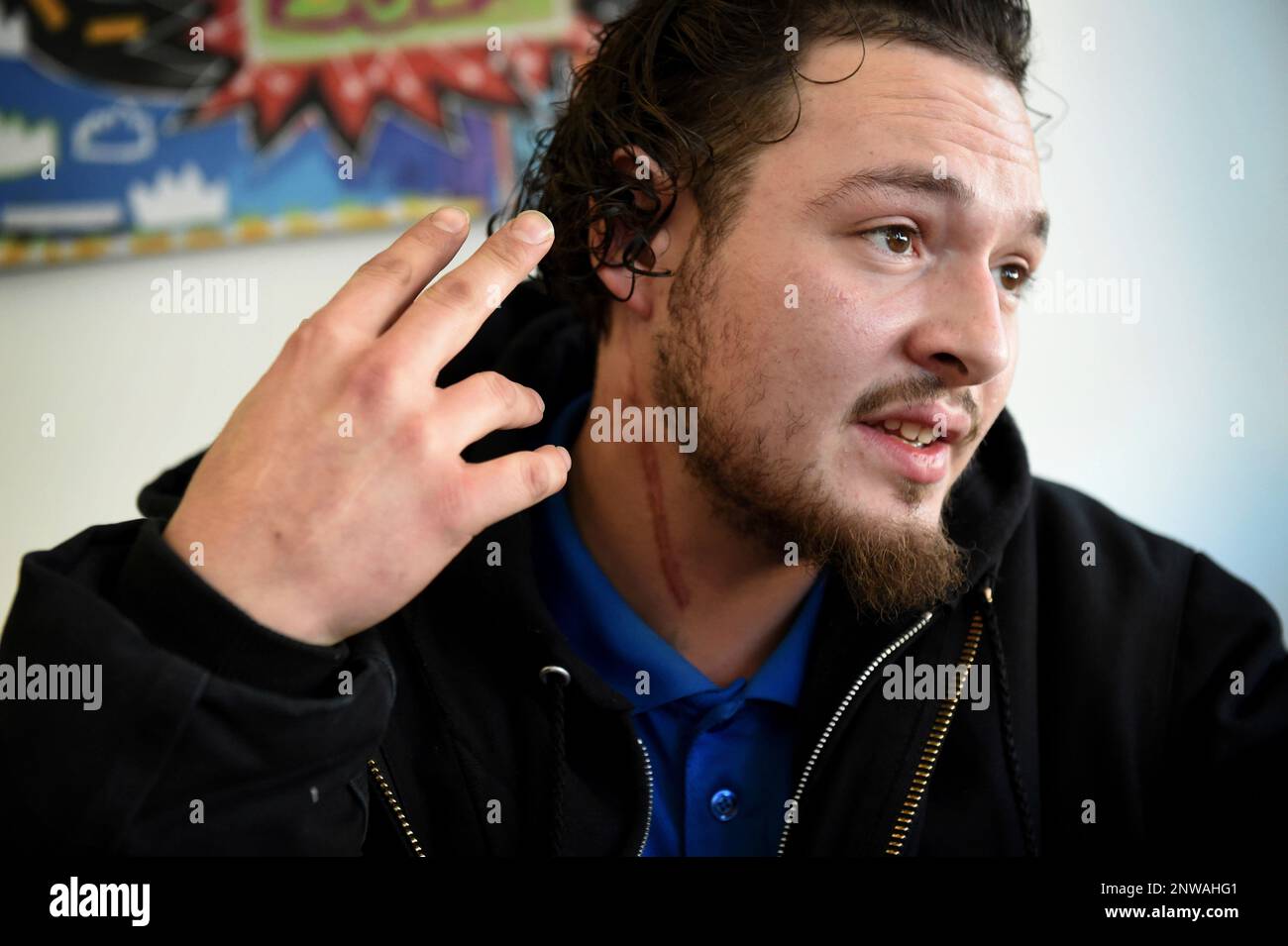 In this Wednesday, Nov. 14, 2018, photo, Jason Gatrell talks about ...