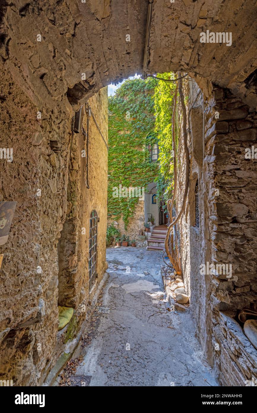Picture from the abandoned historic ruined village of Bussana in Italy ...
