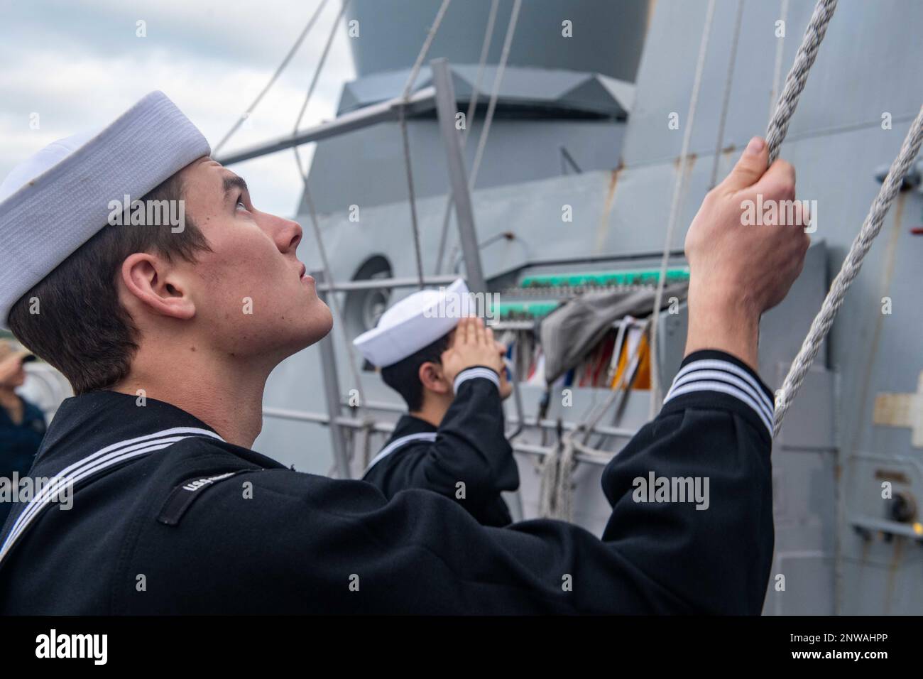 OKINAWA, Japan (Jan. 18, 2023) Airman Camden Brooks, left, from Boston ...