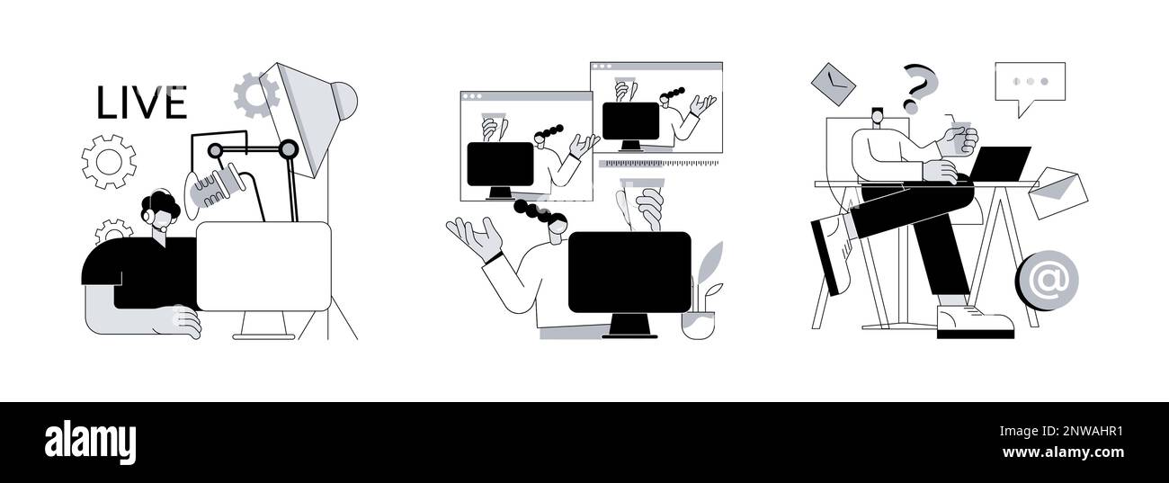 Online live event abstract concept vector illustration set ...