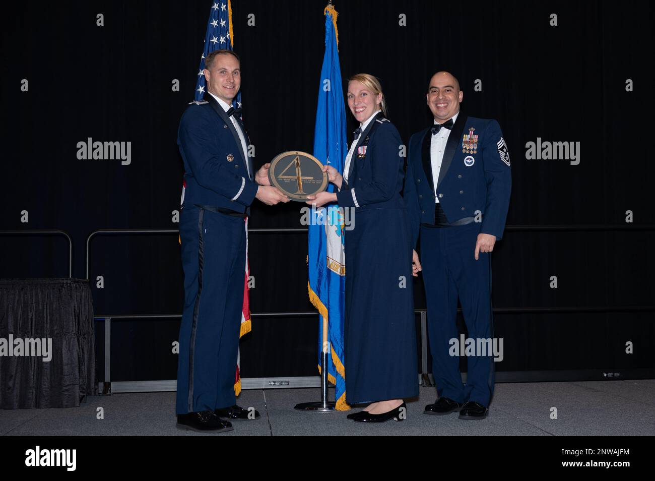 Lt. Col. Stacey Sherril, center, 4th Equipment Maintenance Squadron ...