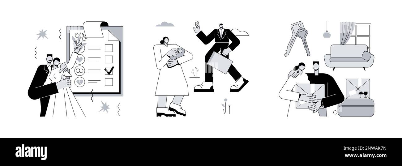 Romantic relationship abstract concept vector illustration set ...