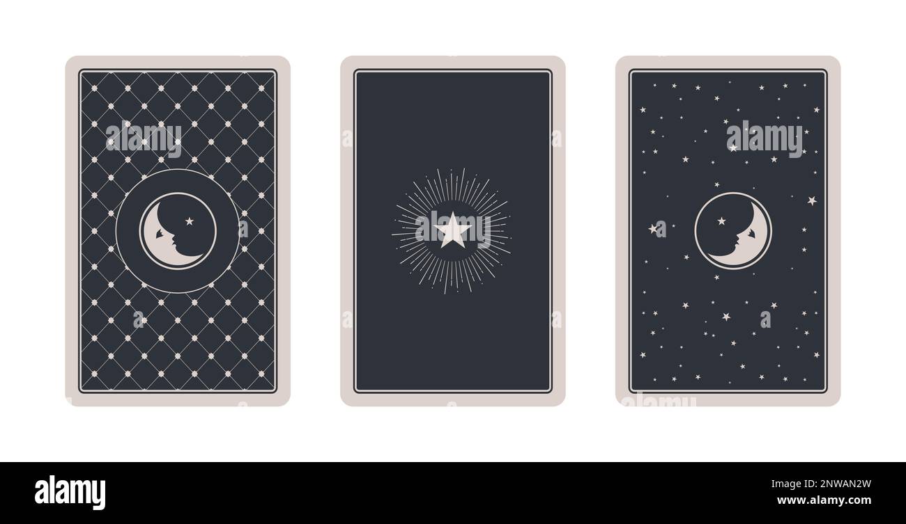 Set of playing cards backs with esoteric designs isolated on white ...