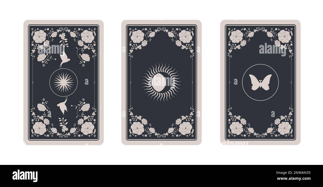 Set of playing cards backs with esoteric designs isolated on white ...