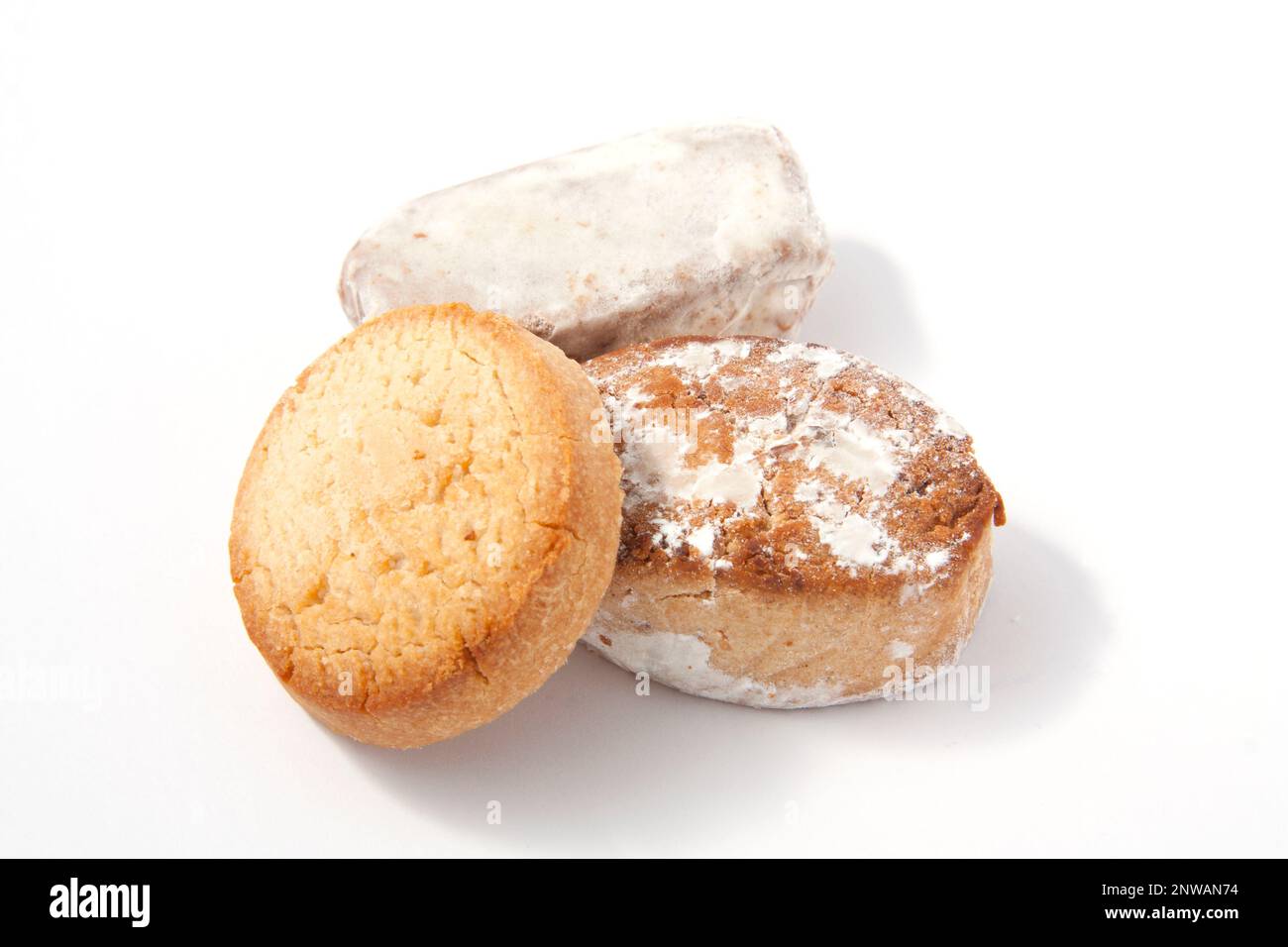 Various types of turron, mazapan, mantecados y polvorones.Typical ...