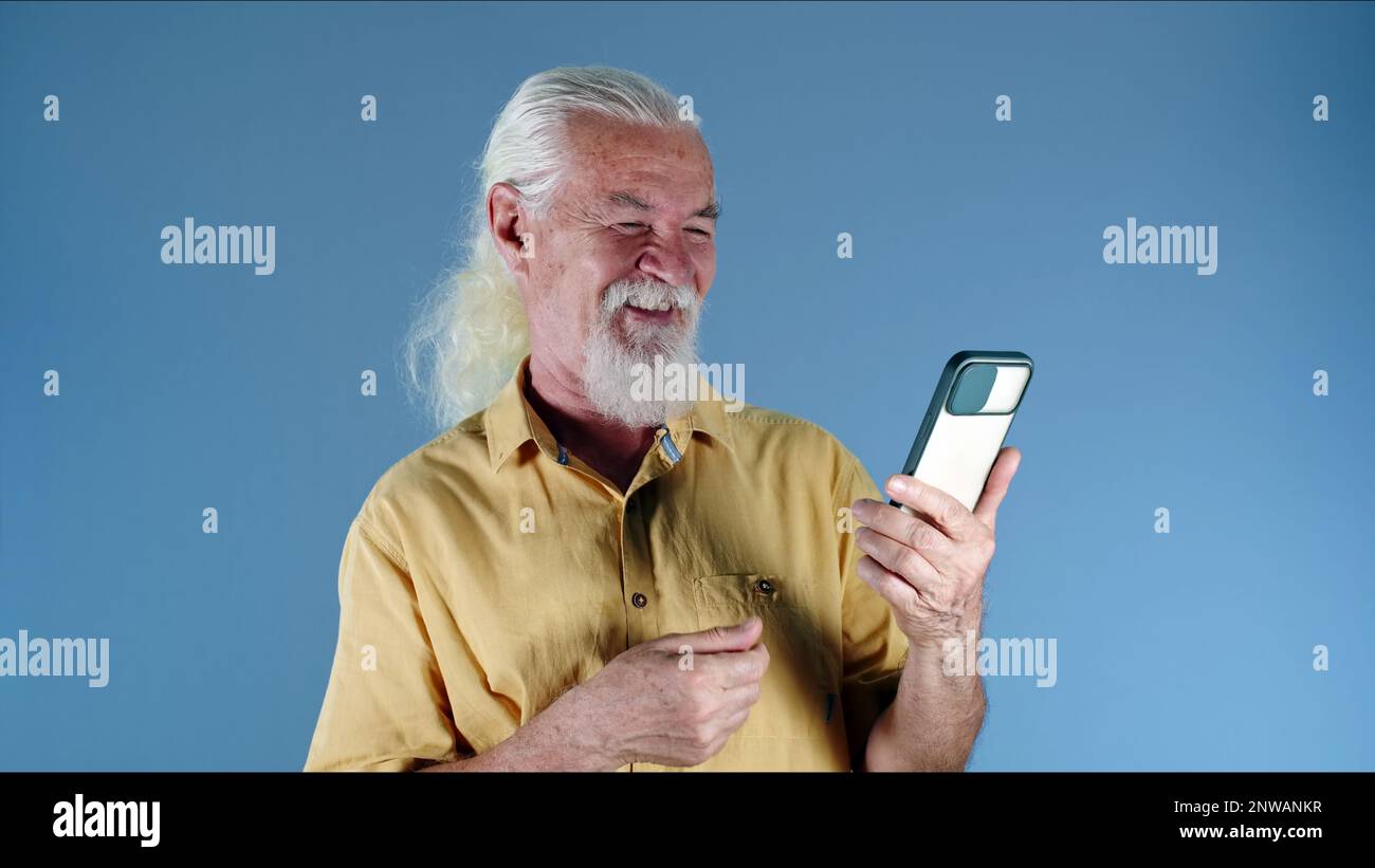 Old Man Making Video Call on the Phone Photo Stock Photo - Alamy