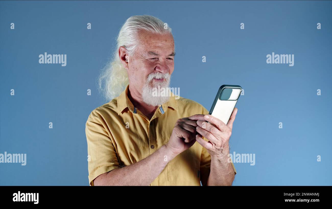 Old Man Making Video Call on the Phone Photo Stock Photo - Alamy