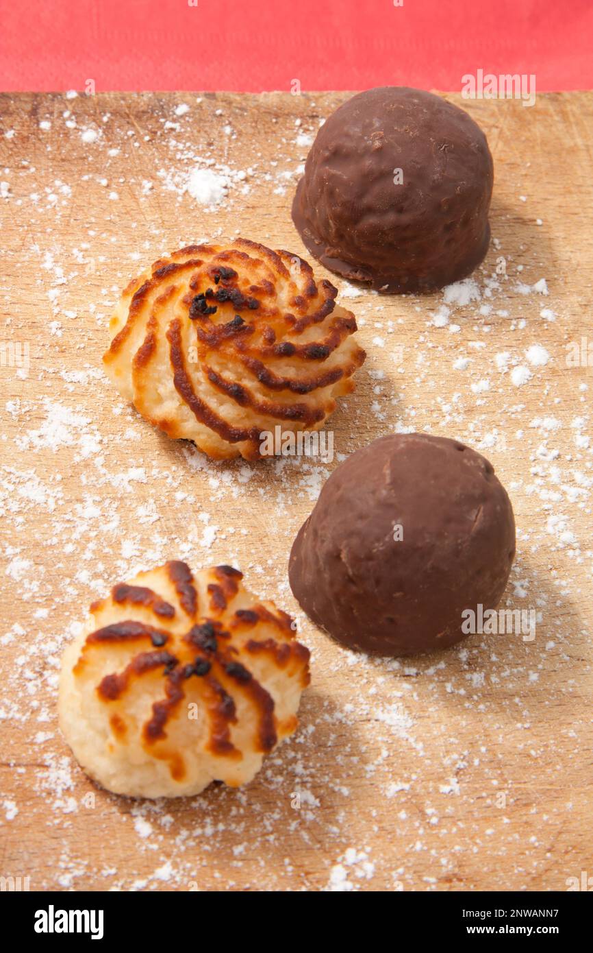 Various types of turron, mazapan, mantecados y polvorones.Typical ...