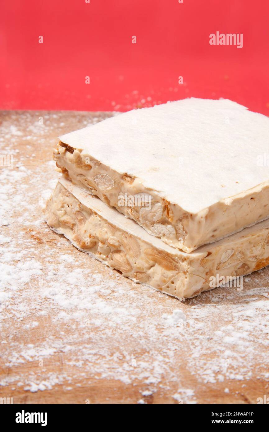 Various types of turron, mazapan, mantecados y polvorones.Typical ...