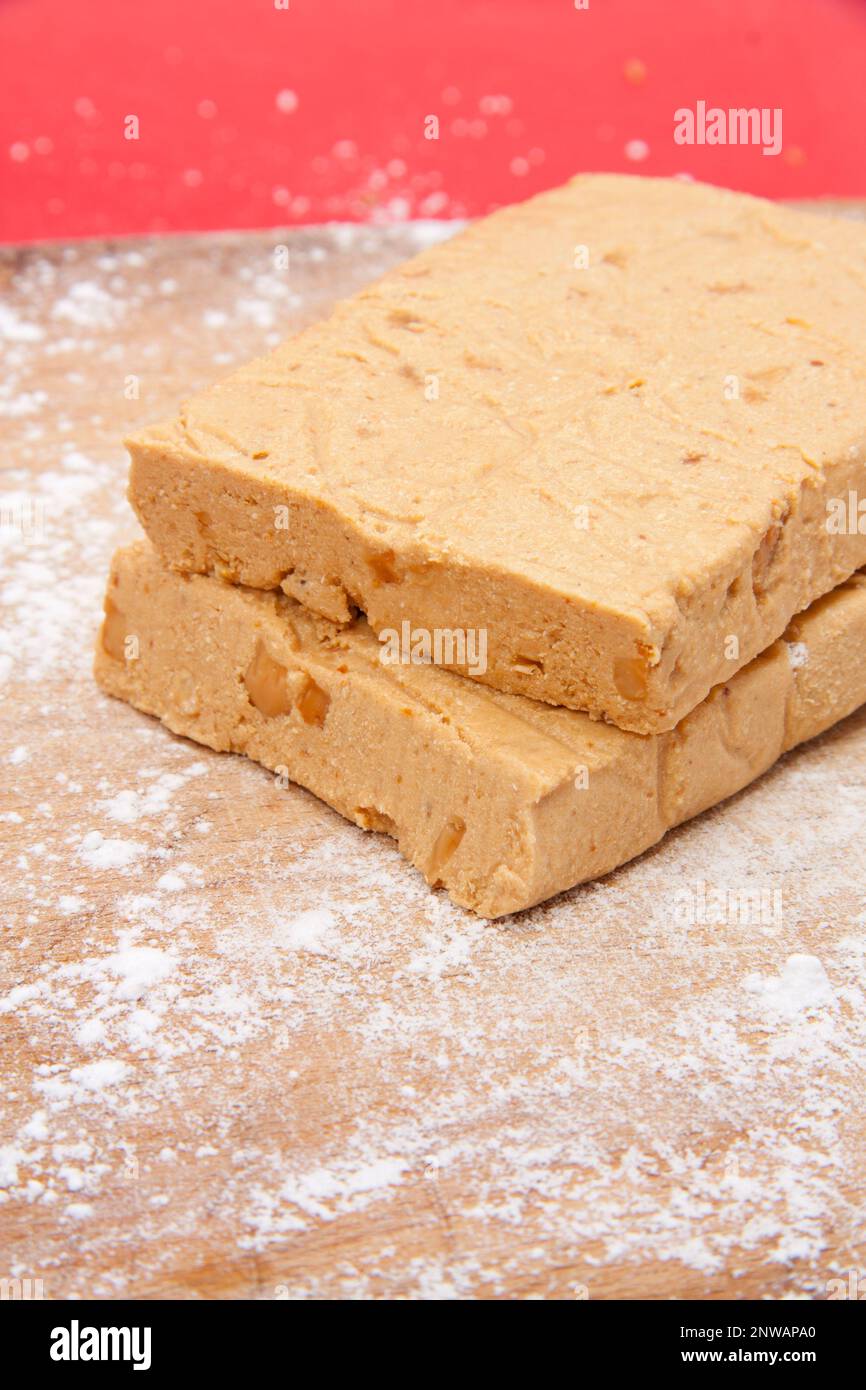 Various types of turron, mazapan, mantecados y polvorones.Typical ...