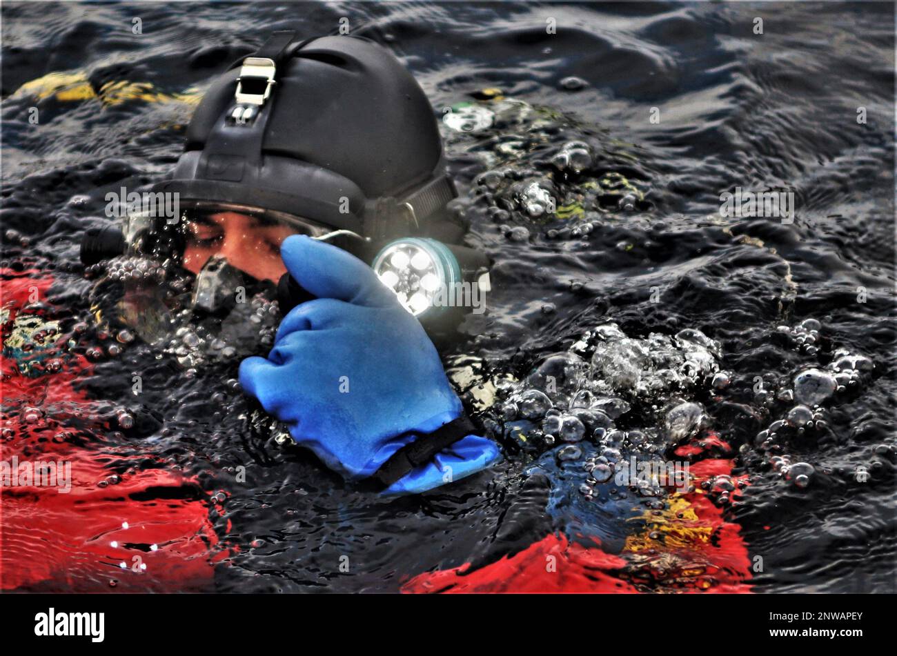 A firefighter with the Directorate of Emergency Services Fire ...