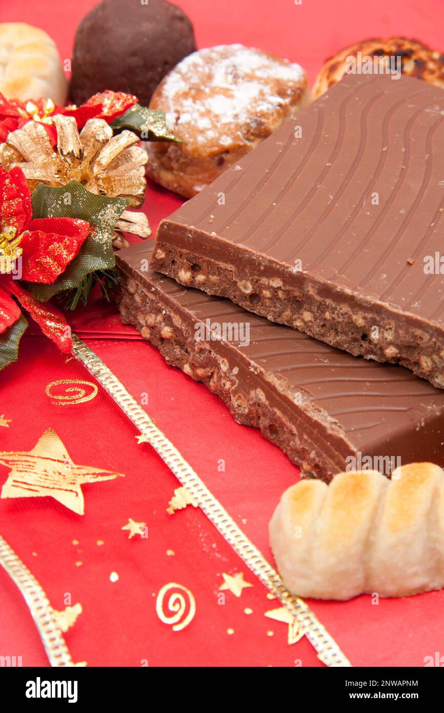Various types of turron, mazapan, mantecados y polvorones.Typical ...