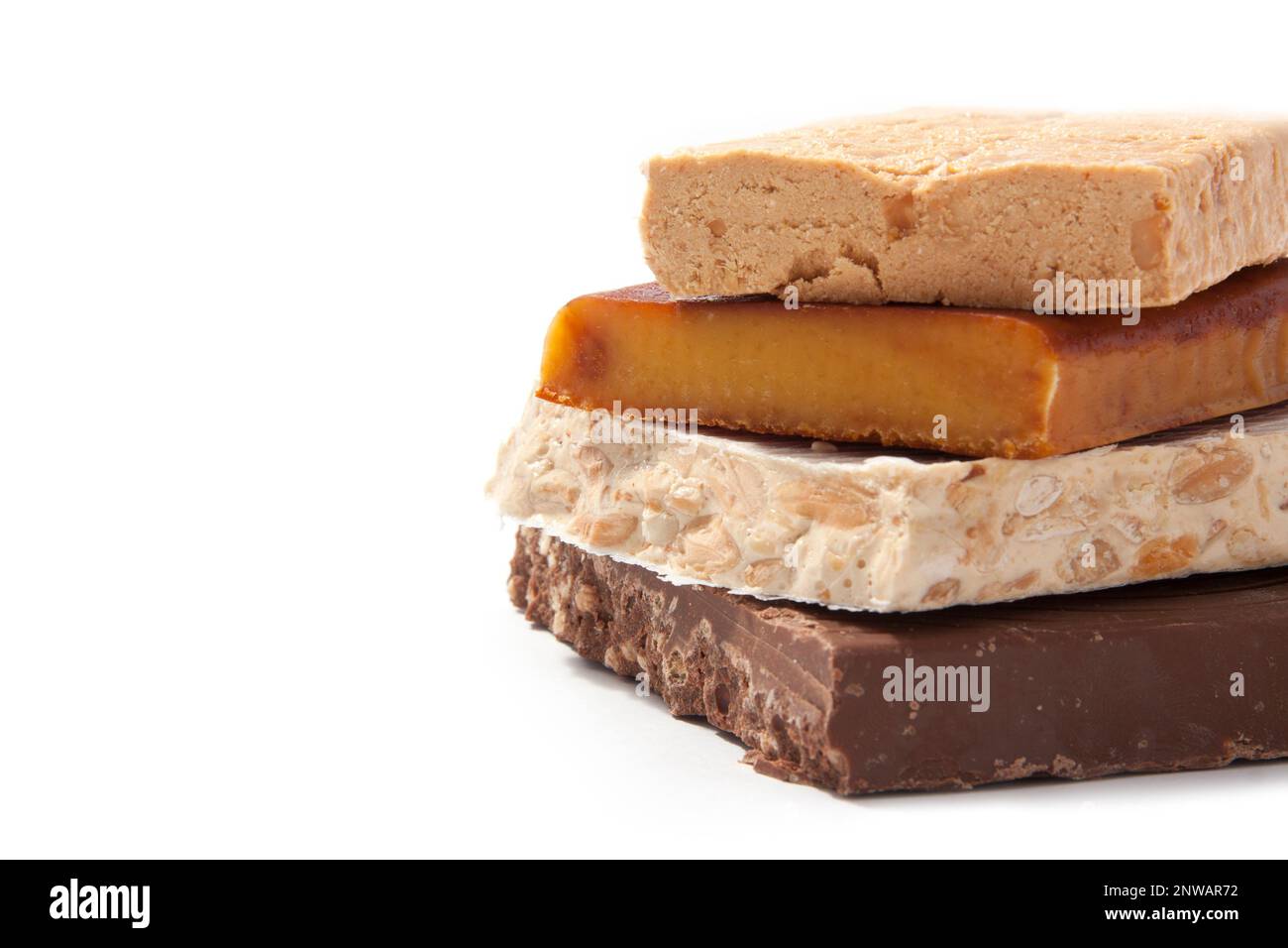 Various types of turron, mazapan, mantecados y polvorones.Typical ...