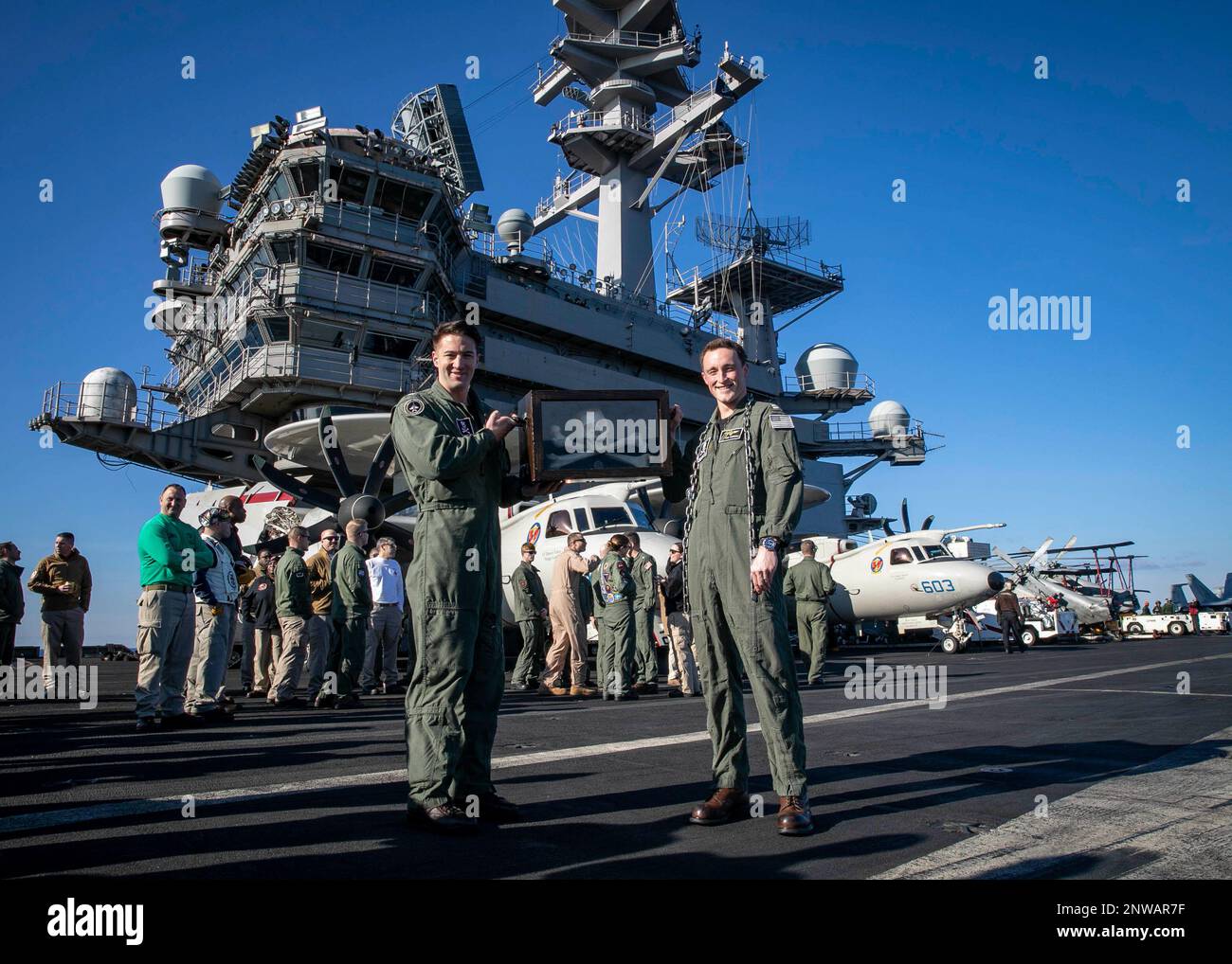 230115-N-EL850-1381 ADRIATIC SEA (Jan. 15, 2023) Lt. Nick Mascaro, left ...