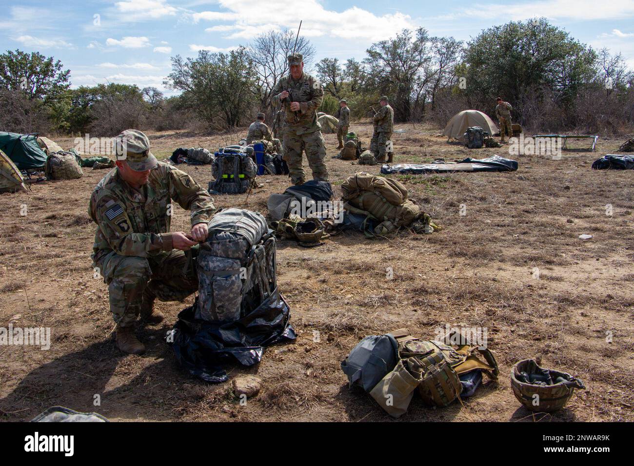 1st Cavalry Division Troopers prepare to move locations during a ...