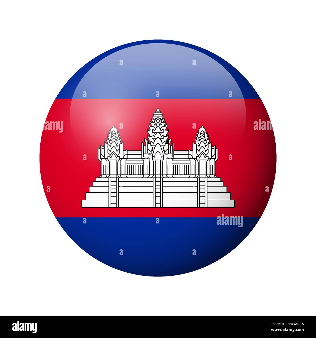 Cambodia flag - glossy circle badge. Vector icon Stock Vector Image ...