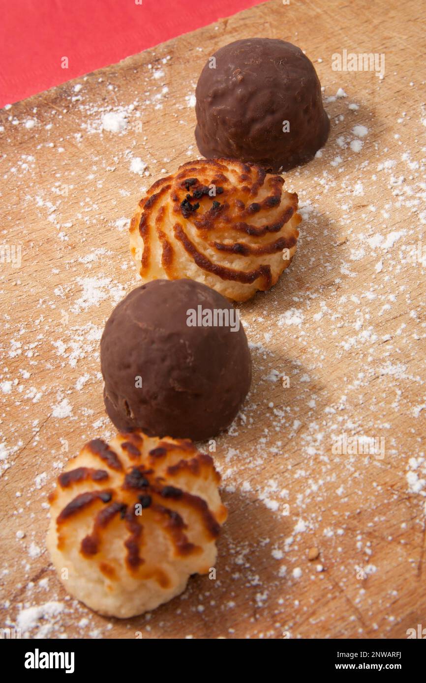 Various types of turron, mazapan, mantecados y polvorones.Typical ...