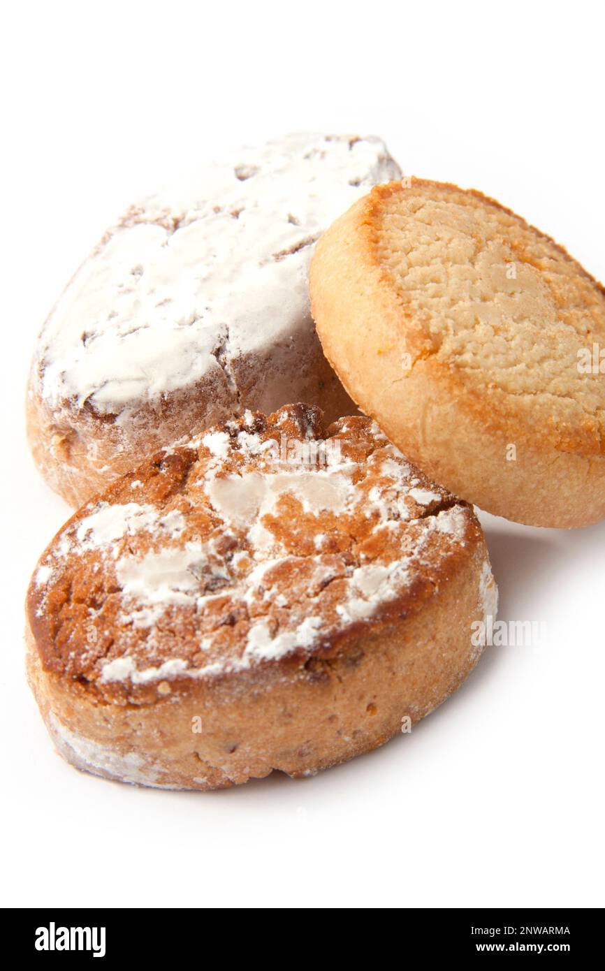 Various types of turron, mazapan, mantecados y polvorones.Typical ...
