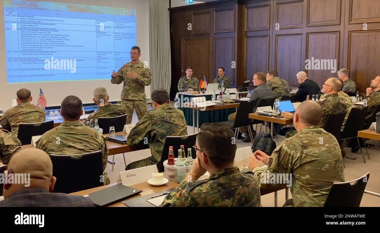 U.S. Army Maj. Jeffery Fritz kicks off the U.S.-German Army Staff Talks ...