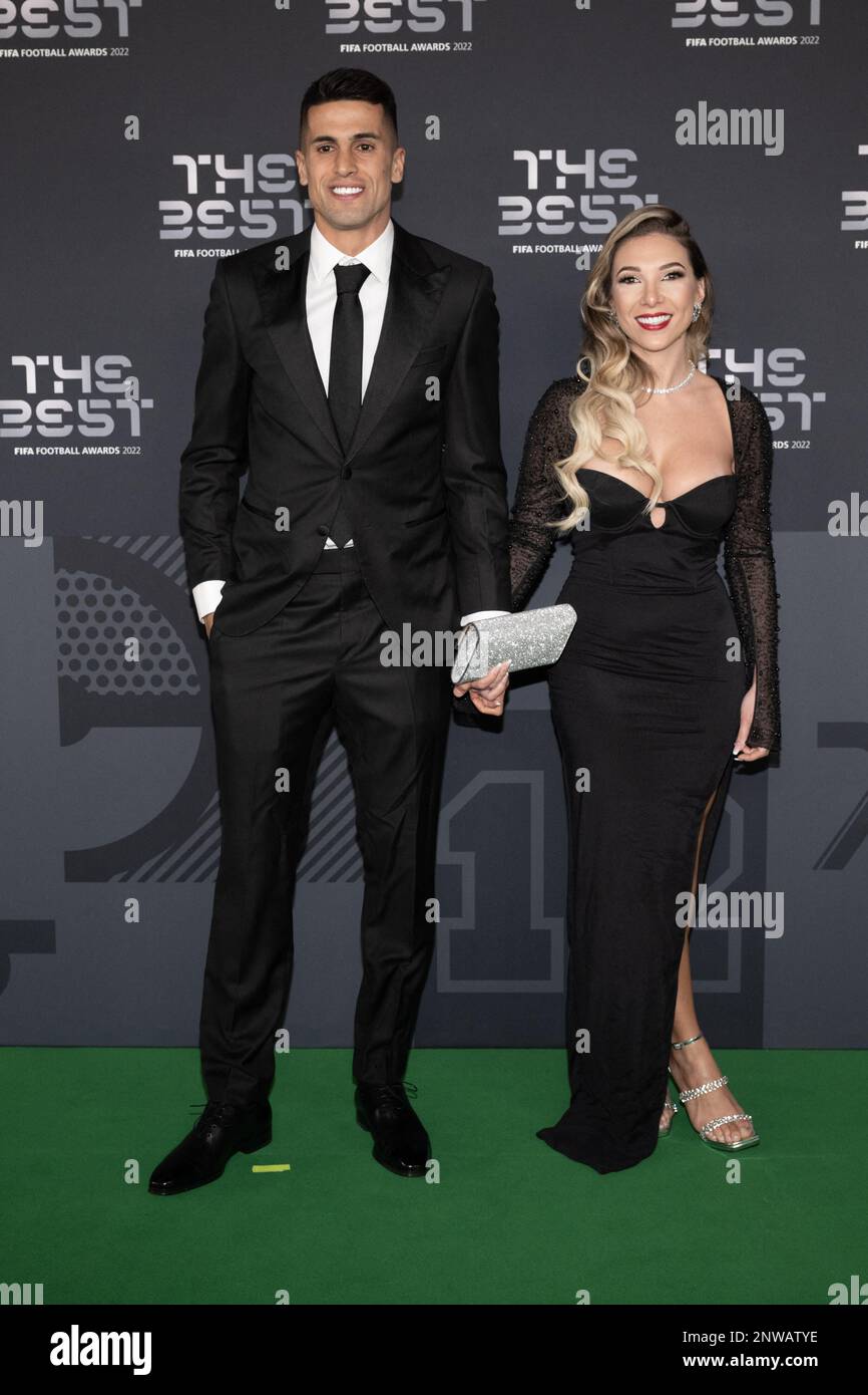 Joao Cancelo and Daniela Machado arrive at the Best FIFA Football Awards ceremony, on February ...