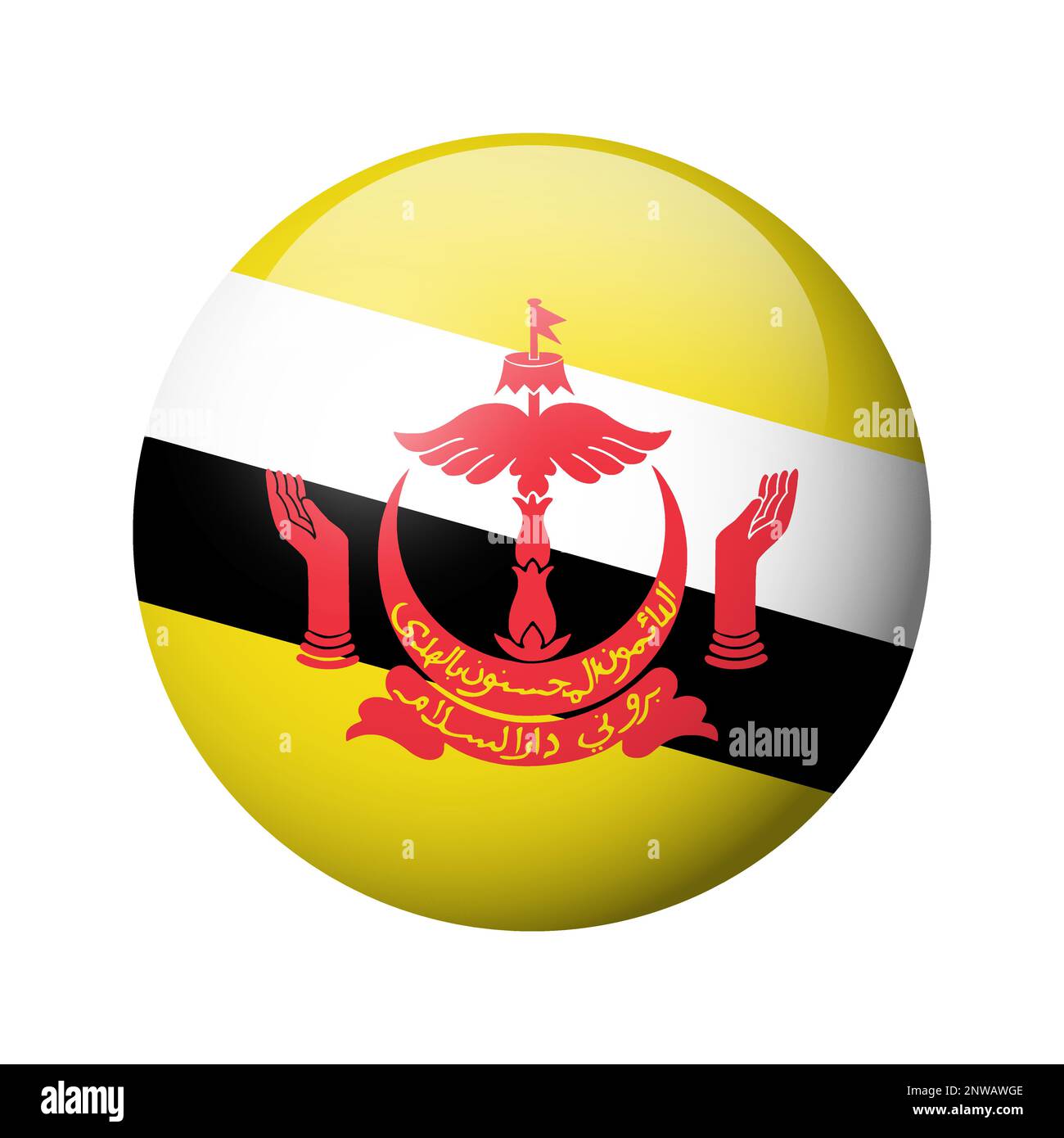 Brunei flag - glossy circle badge. Vector icon Stock Vector Image & Art ...
