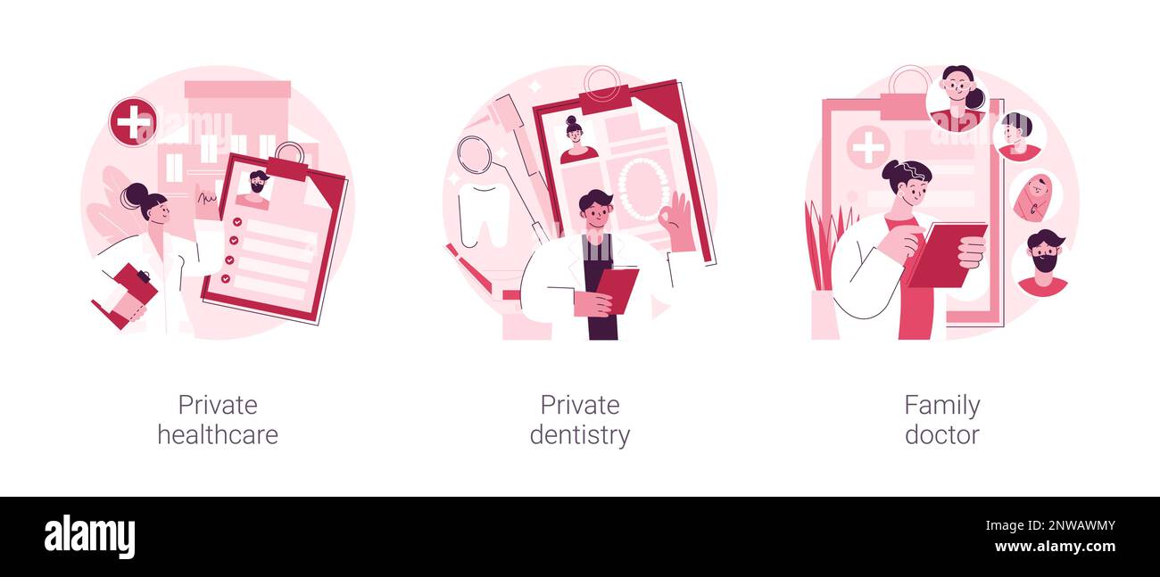 Healthcare insurance abstract concept vector illustration set. Private ...