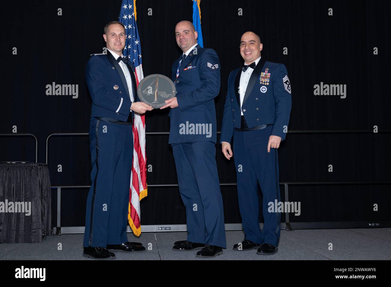 Senior Airman Christopher Laplant, center, 4th Maintenance Groups ...