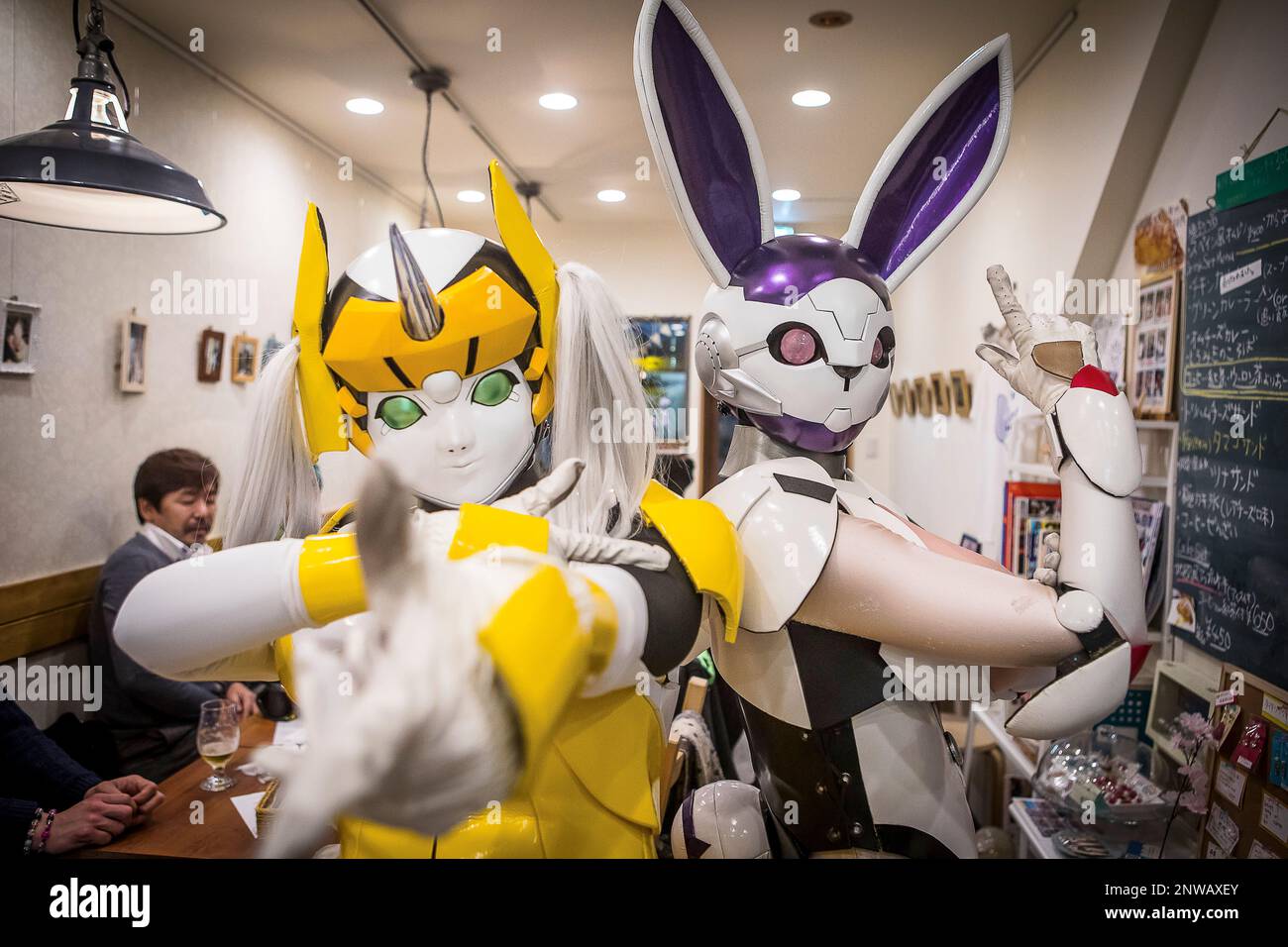 Robots, in a bar of Nippombashi Den Den Town, Osaka, Japan Stock Photo ...